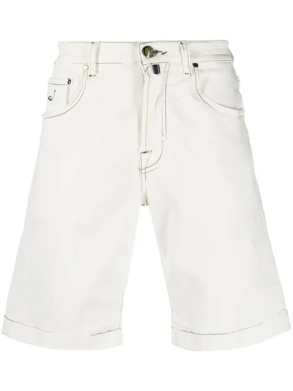 Jacob Cohen Contrasting-stitch Detail Shorts - White