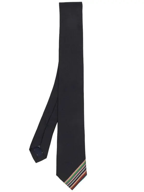 Paul Smith Stripe-detail Silk Neck Tie - Black