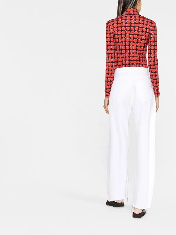 La DoubleJ Cherry-print Turtleneck Top - Black
