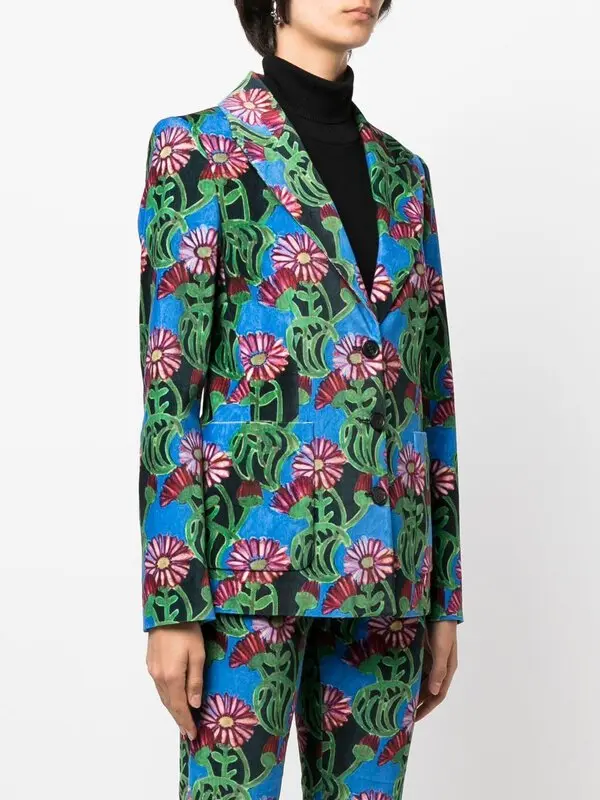 La DoubleJ Floral-print Single-breasted Blazer