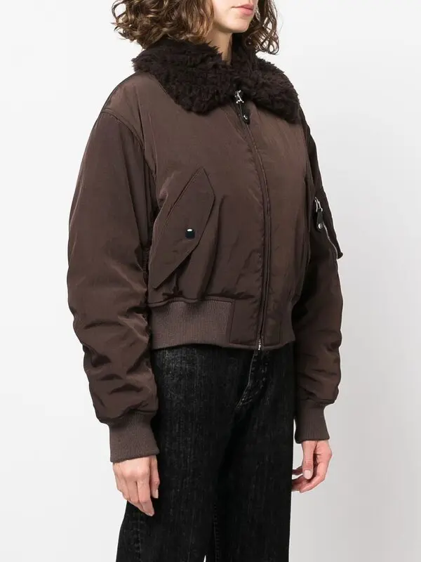 Stella McCartney Faux-fur Collar Cropped Bomber Jacket