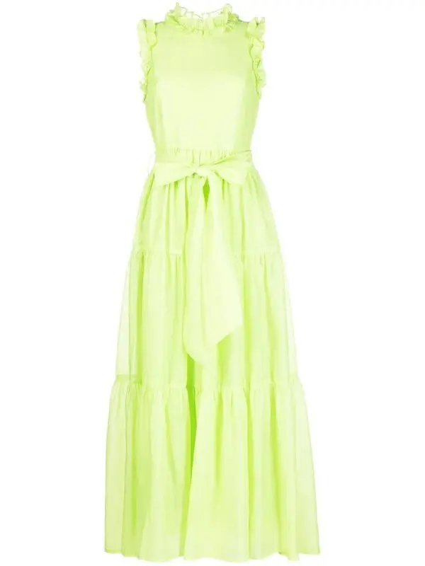BARUNI Ruffle-trim Belted Maxi Dress