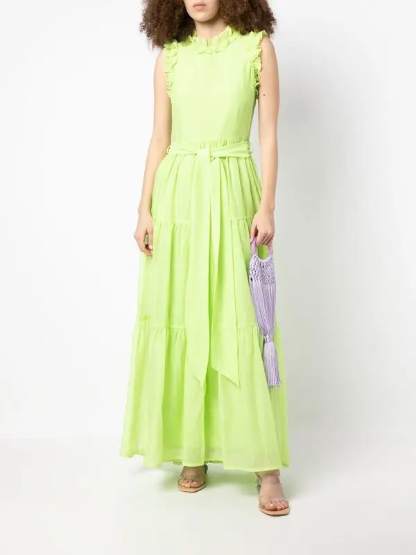 BARUNI Ruffle-trim Belted Maxi Dress