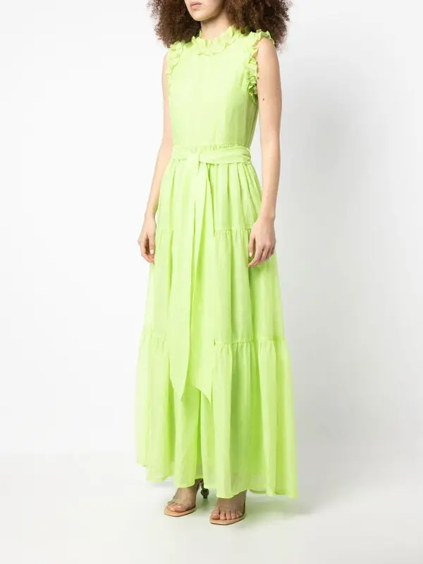 BARUNI Ruffle-trim Belted Maxi Dress