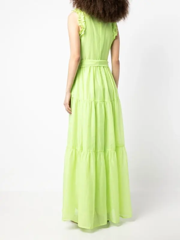 BARUNI Ruffle-trim Belted Maxi Dress