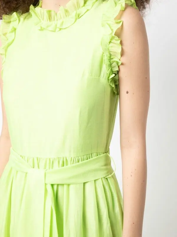 BARUNI Ruffle-trim Belted Maxi Dress