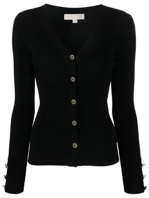 Michael Kors Logo Debossed Cardigan - Black