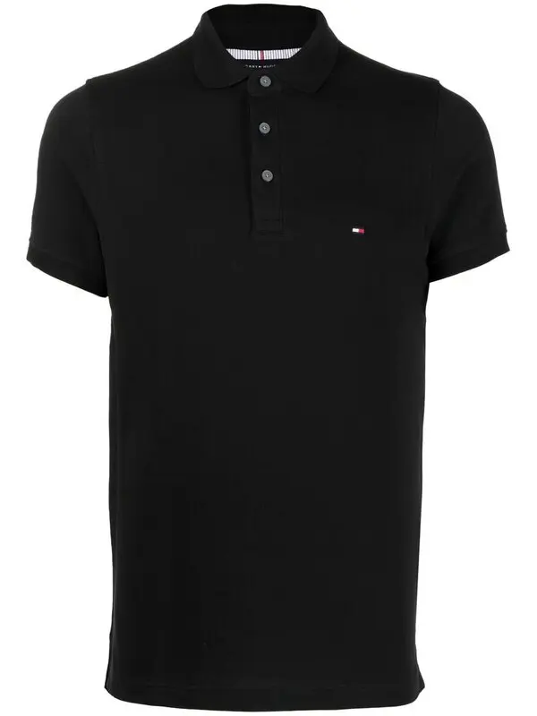 Tommy Hilfiger Embroidered-logo Polo Shirt - Black