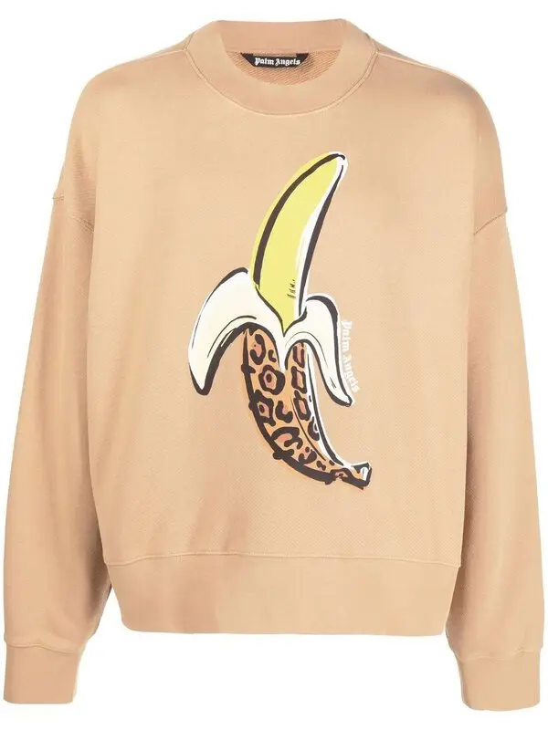 Palm Angels Leopard Banana Print Sweatshirt - Yellow