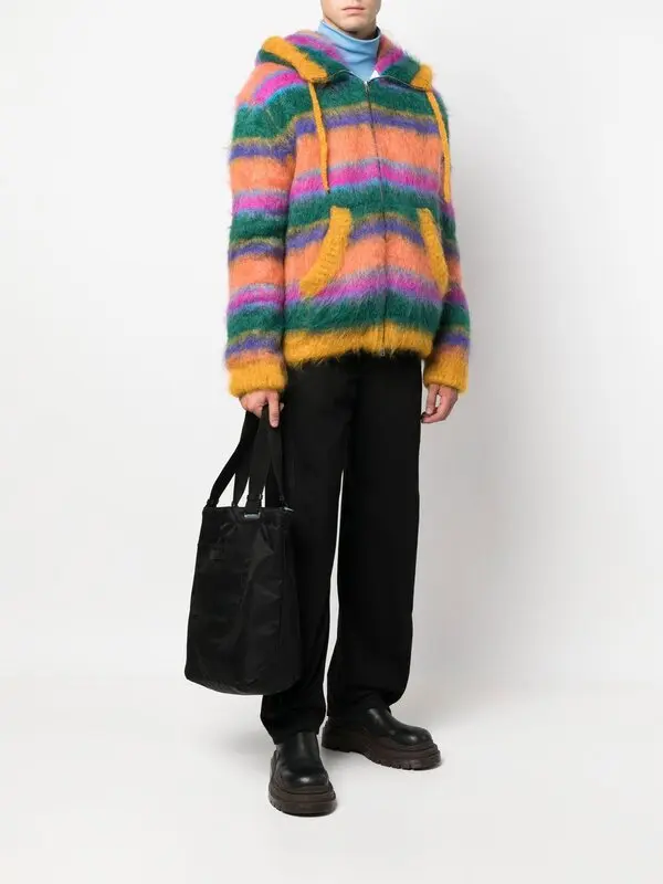 Marni Striped Zip-up Knitted Hoodie