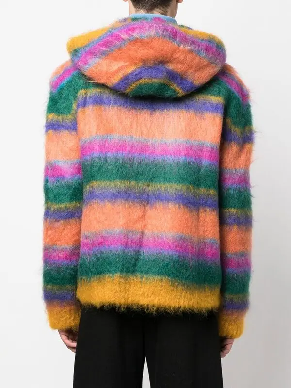 Marni Striped Zip-up Knitted Hoodie