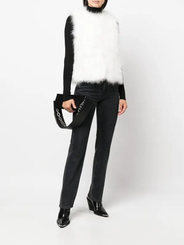 YVES SALOMON Silk Feathered-finish Waistcoat - White