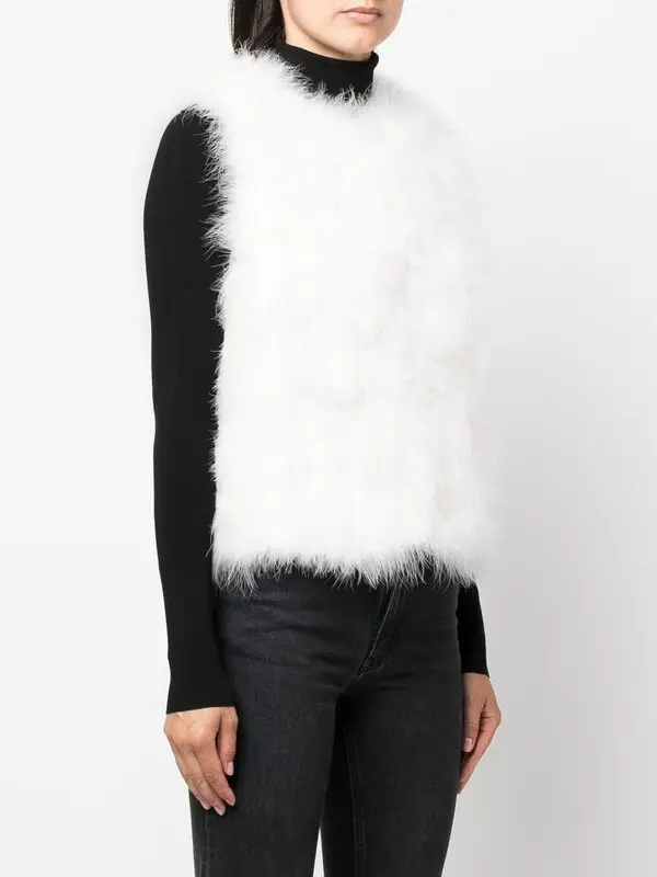 YVES SALOMON Silk Feathered-finish Waistcoat - White