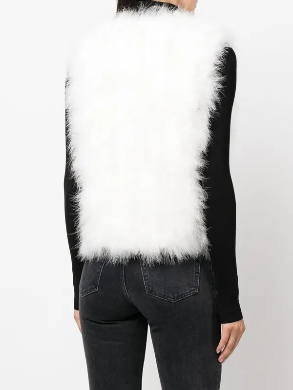 YVES SALOMON Silk Feathered-finish Waistcoat - White