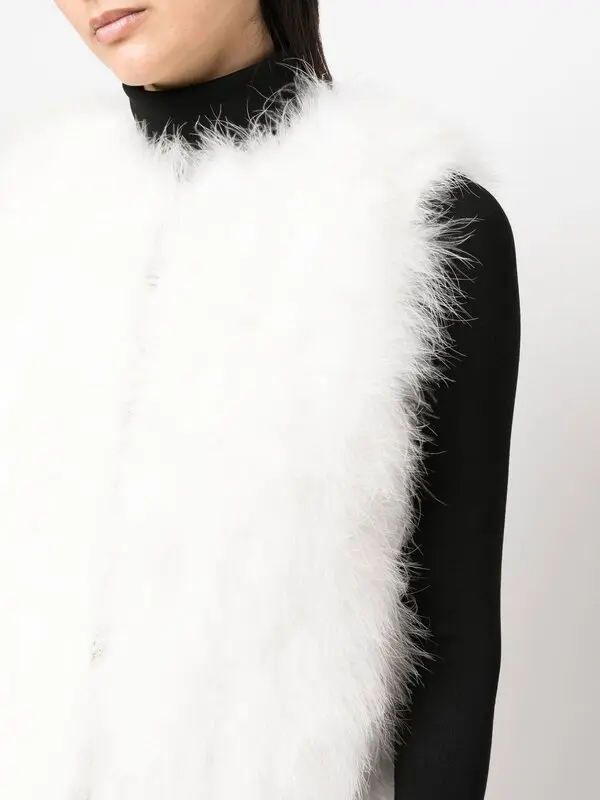 YVES SALOMON Silk Feathered-finish Waistcoat - White