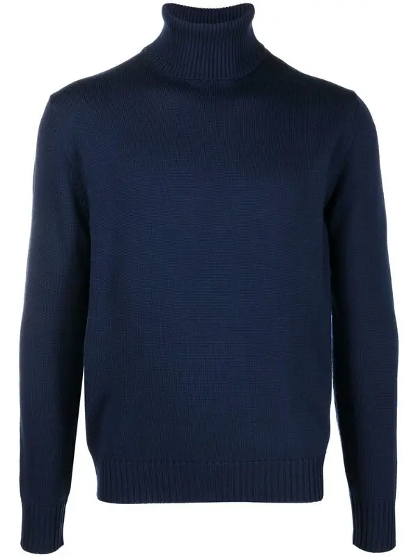 BALLANTYNE Roll-neck Wool Jumper - Blue