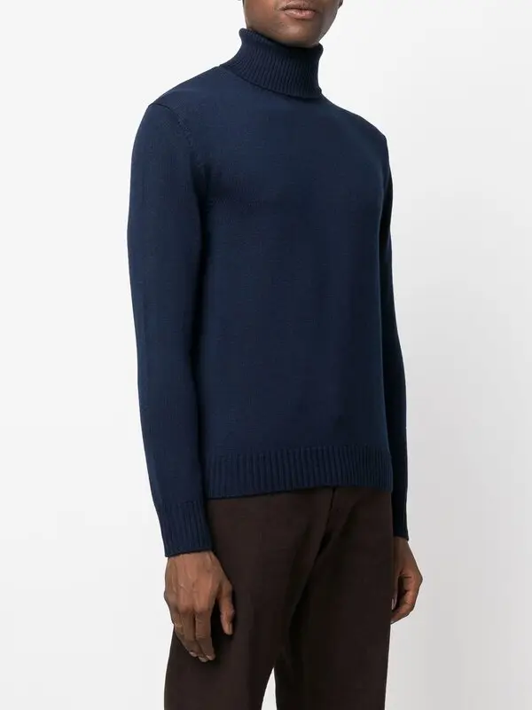 BALLANTYNE Roll-neck Wool Jumper - Blue