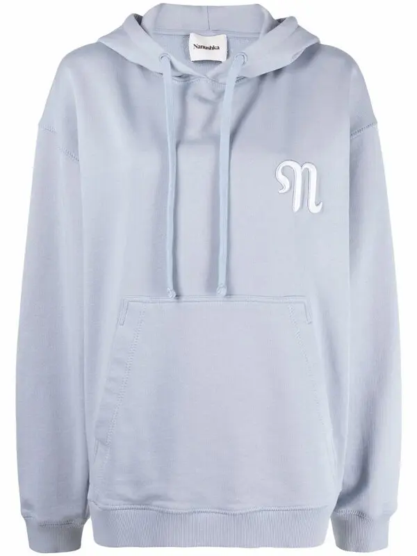Nanushka Logo-embroidered Oversized Hoodie - Blue