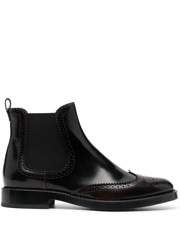 TOD'S Brogue-detail Chelsea Boots - Red