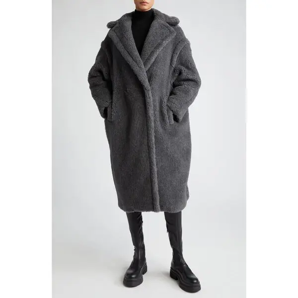 Max Mara Teddy Bear Icon Faux Fur Coat - Medium Grey