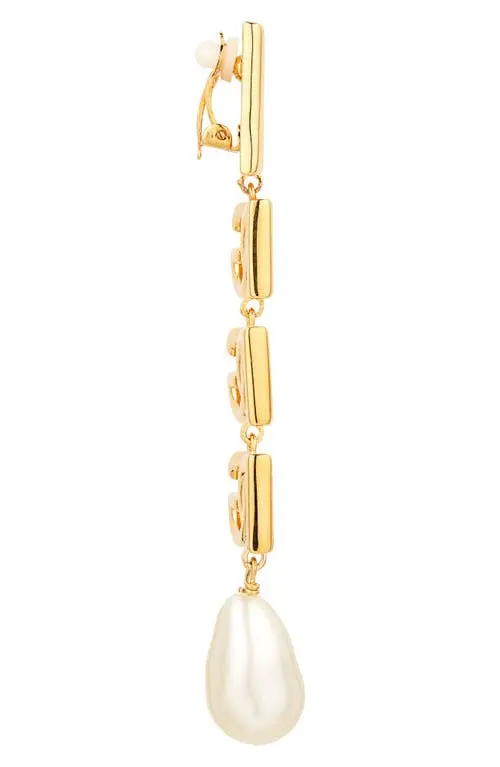 Dolce & Gabbana Logo Imitation Pearl Clip-on Drop Earrings - Oro