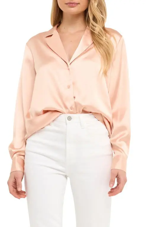 Endless Rose Satin Button-up Blouse - Rose
