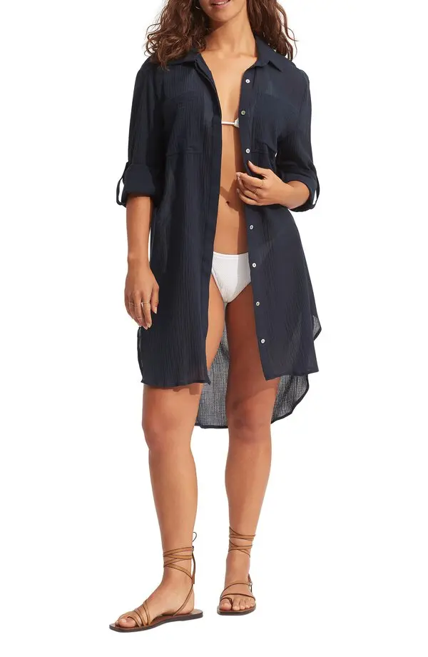 Seafolly Crinkle Twill Beach Cover-up Dress