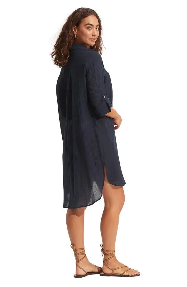 Seafolly Crinkle Twill Beach Cover-up Dress