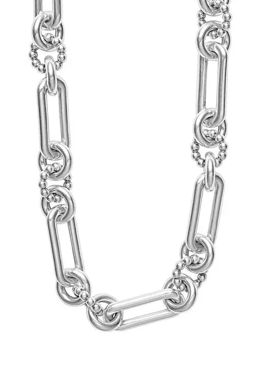 Lagos Signature Caviar Link Necklace - Silver