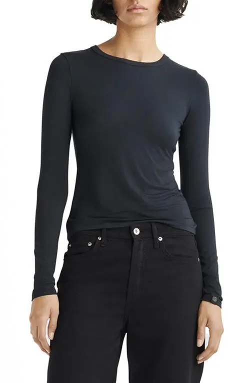 Rag & Bone Icons Luca Slim Fit Long Sleeve Top - Black