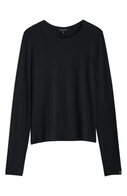 Rag & Bone Icons Luca Slim Fit Long Sleeve Top - Black