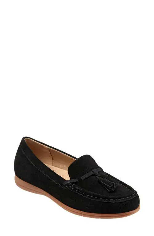 Trotters Dawson Tassel Loafer - Black Suede