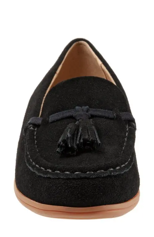 Trotters Dawson Tassel Loafer - Black Suede