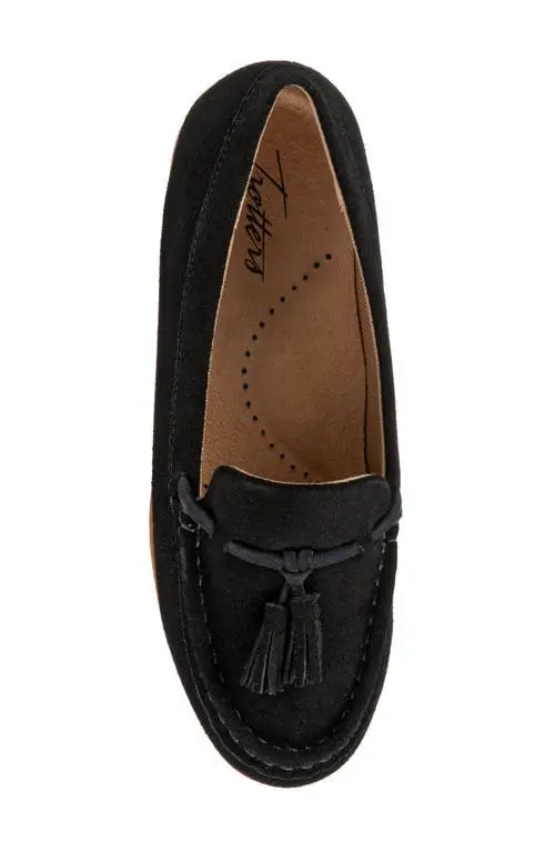 Trotters Dawson Tassel Loafer - Black Suede