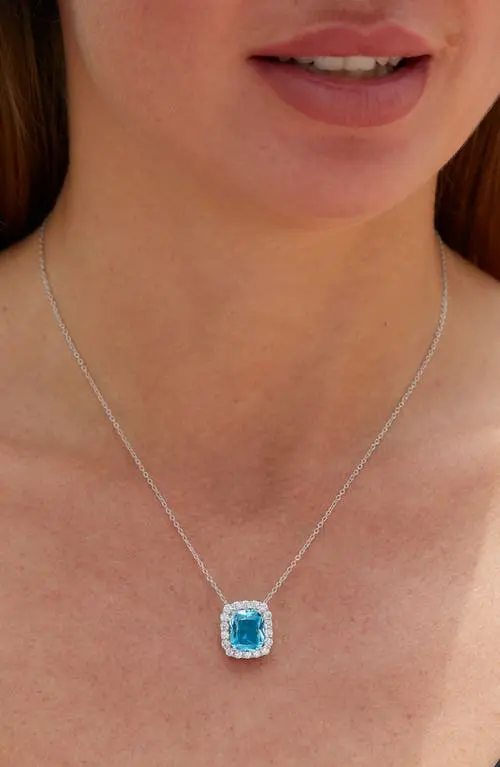 SAVVY CIE JEWELS Cushion Pendant Necklace - Blue