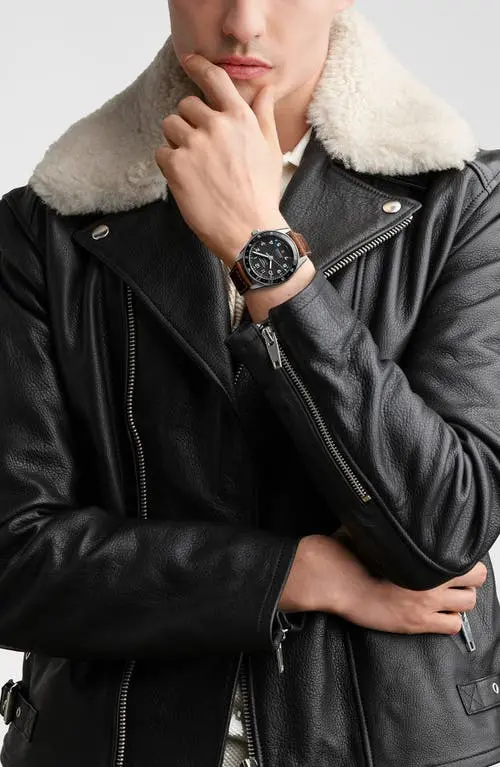 LONGINES Spirit Zulu Time Strap Watch - Black