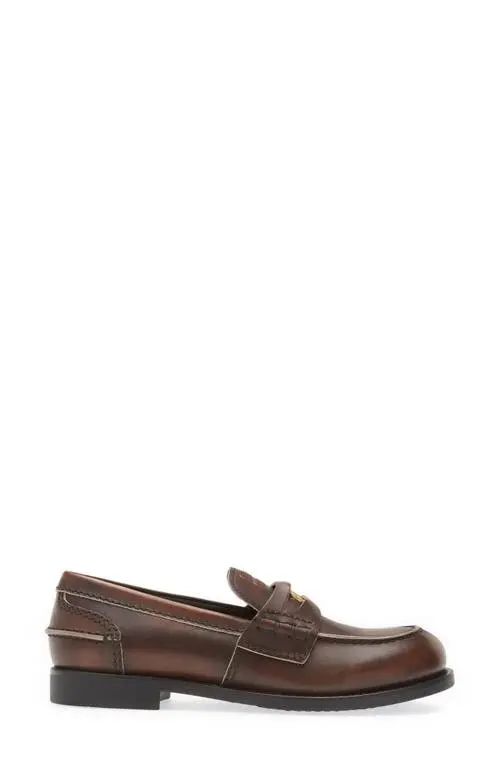 Miu Miu Burnished Penny Loafer - F0192 Ebano