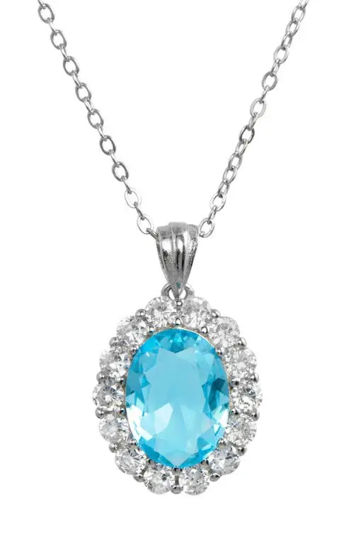 SAVVY CIE JEWELS Diana Cubic Zirconia Pendant Necklace - Laguna Blue