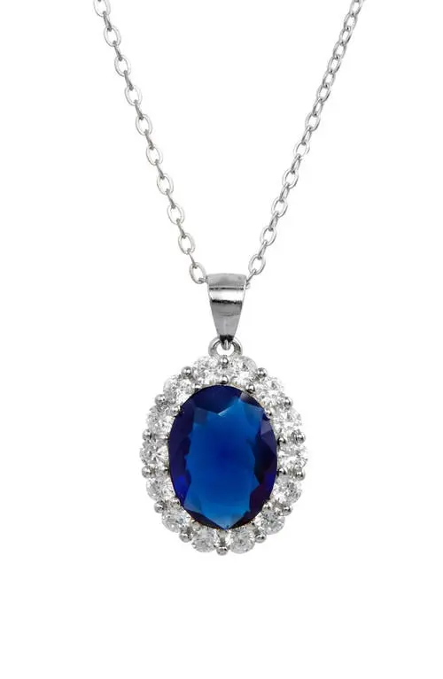 SAVVY CIE JEWELS Diana Cubic Zirconia Pendant Necklace - Sapphire Blue