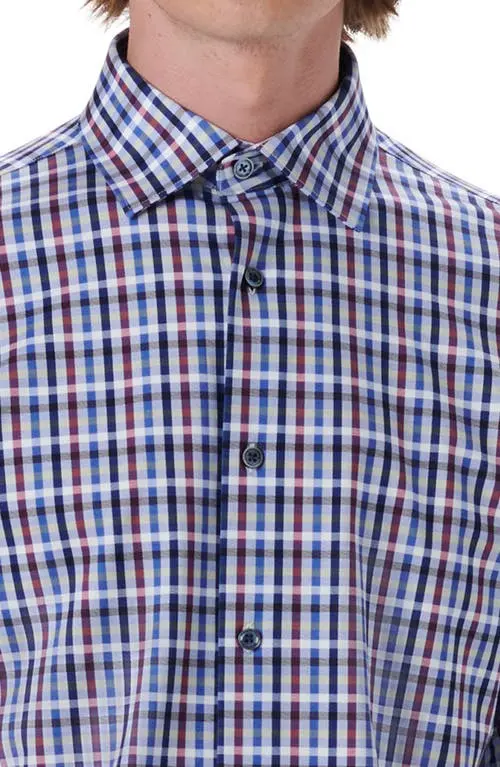 Bugatchi Ooohcotton® Tattersall Check Stretch Cotton Button-up Shirt