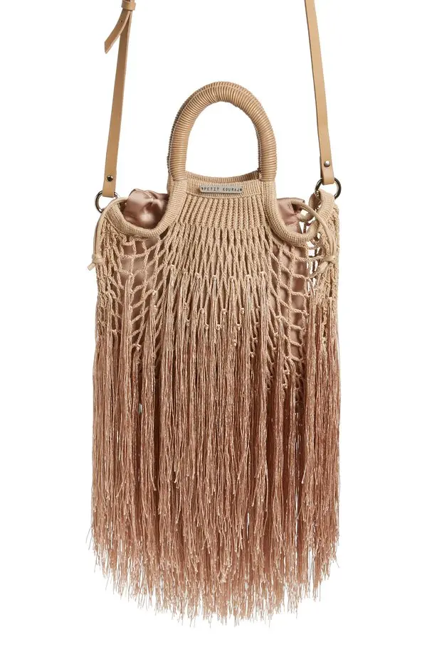 PETIT KOURAJ Mini Fringe Top Handle Bag