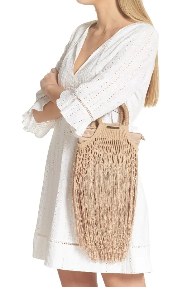PETIT KOURAJ Mini Fringe Top Handle Bag