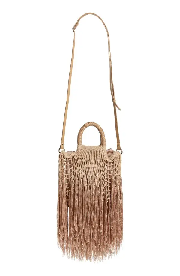 PETIT KOURAJ Mini Fringe Top Handle Bag