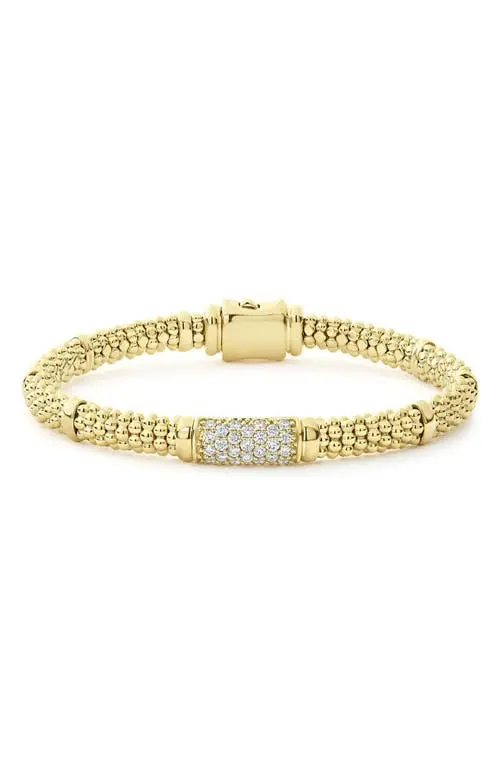 Lagos 18k Diamond Caviar Rope Bracelet - Gold