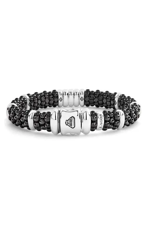 Lagos Caviar Diamond Link Bracelet - Black