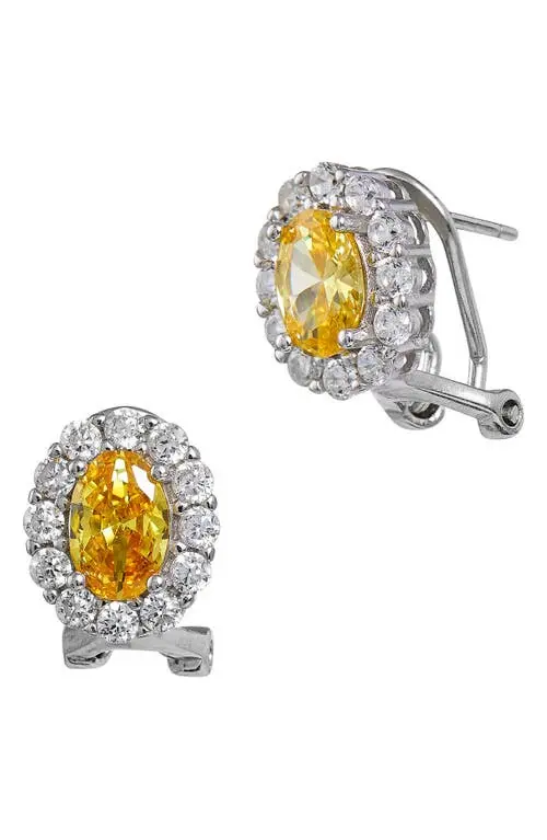 SAVVY CIE JEWELS Simulated Emerald Halo Stud Earrings - Yellow