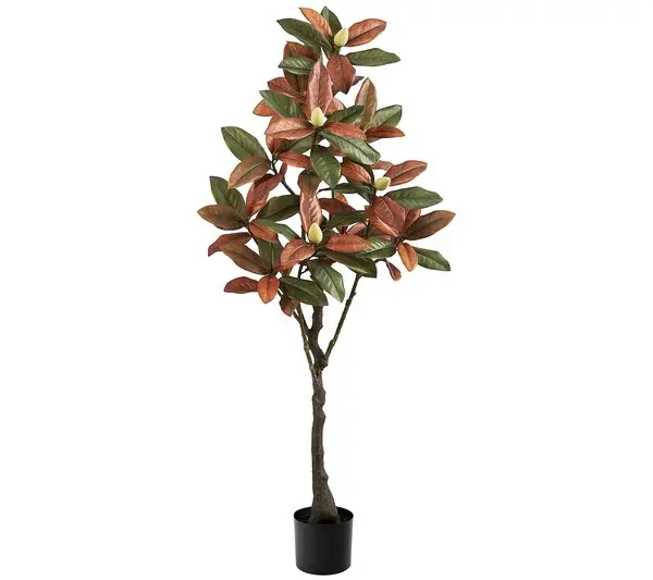 NEARLY NATURAL 5' Fall Magnolia Artificial Tree - One-color