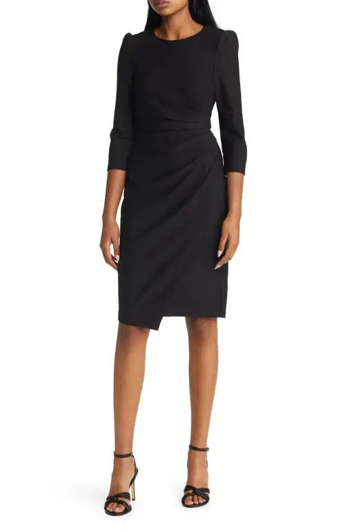 Eliza J Pleated Long Sleeve Dress In Black - 70% Off | Editorialist