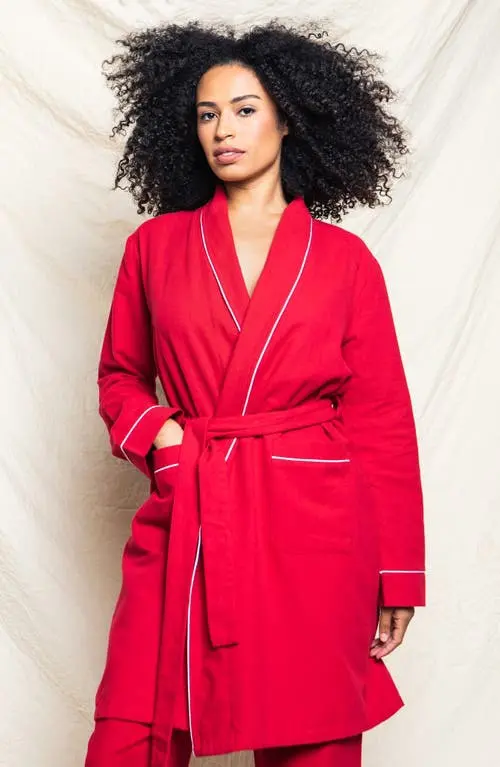 PETITE PLUME Cotton Flannel Robe - Red