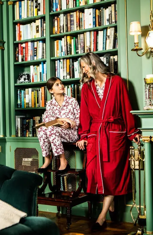 PETITE PLUME Cotton Flannel Robe - Red